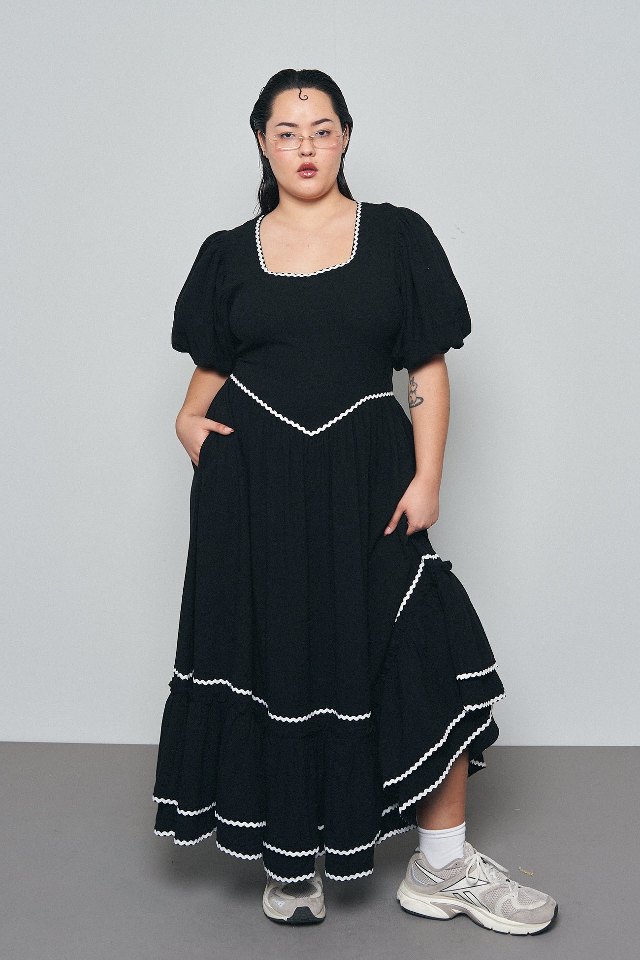 Ric Rac Folk Dress Soft Linen Black – Fashion Brand Company