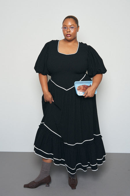 Ric Rac Folk Dress Soft Linen Black – Fashion Brand Company