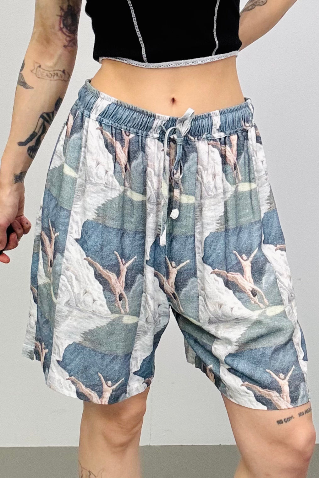 SAMPLE #216 - unisex S Divers Print Linen Shorts – Fashion Brand Company