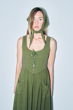 Farm Chores Dress Thick Linen Moss – Fashion Brand Company